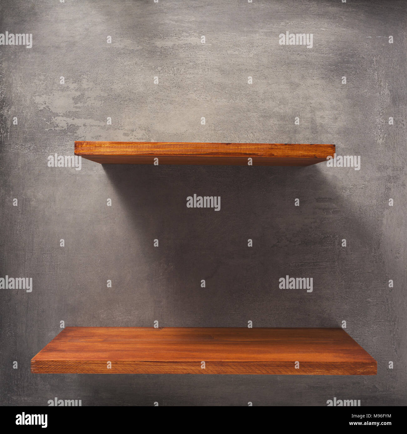 wooden shelf at background texture wall Stock Photo - Alamy