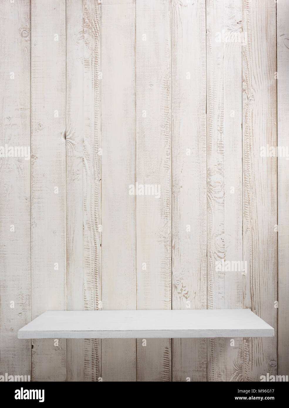 wooden shelf at background texture wall Stock Photo - Alamy