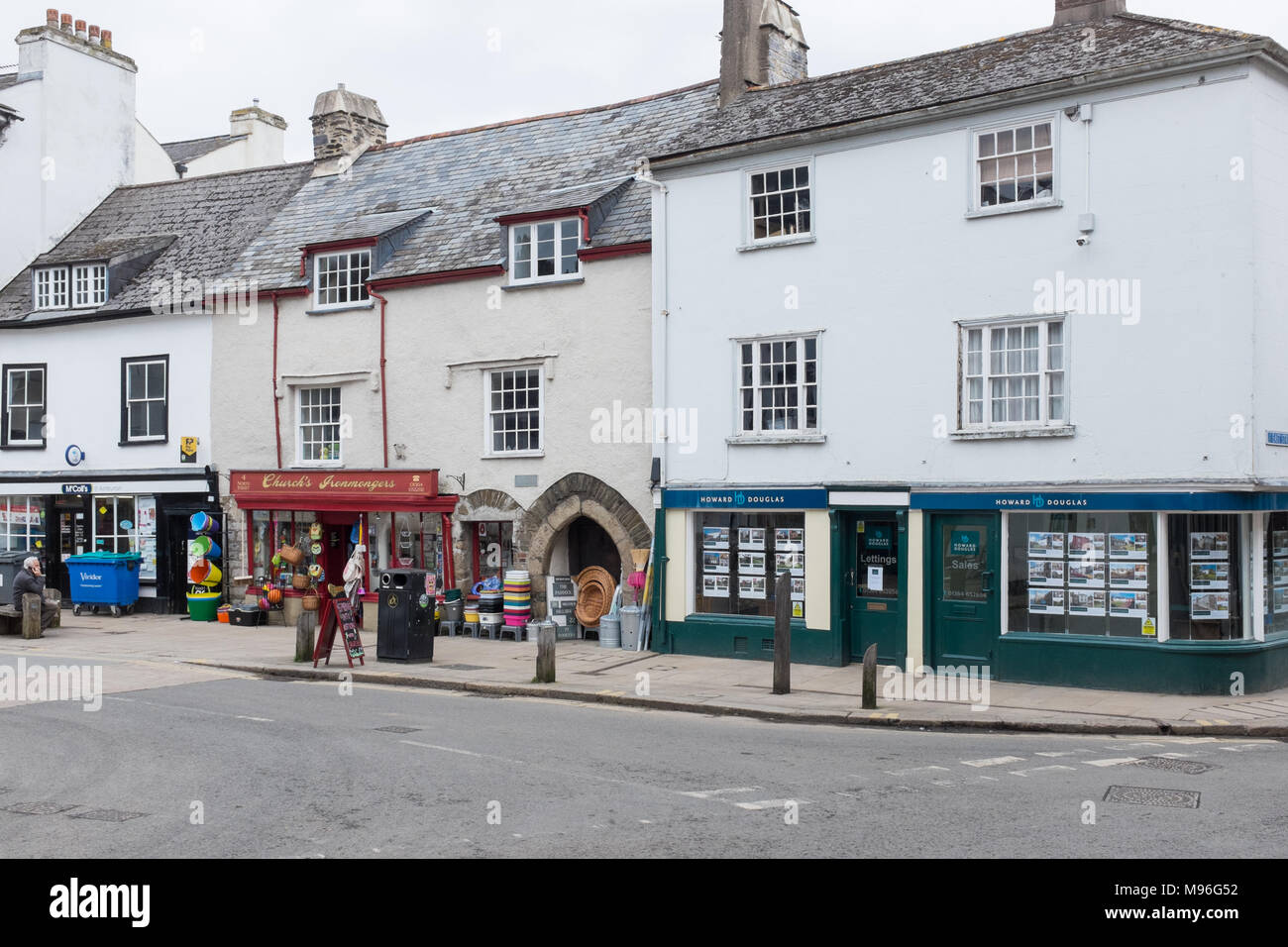 Shops in North Street in the ancient stannary town of Ashburton in the ...