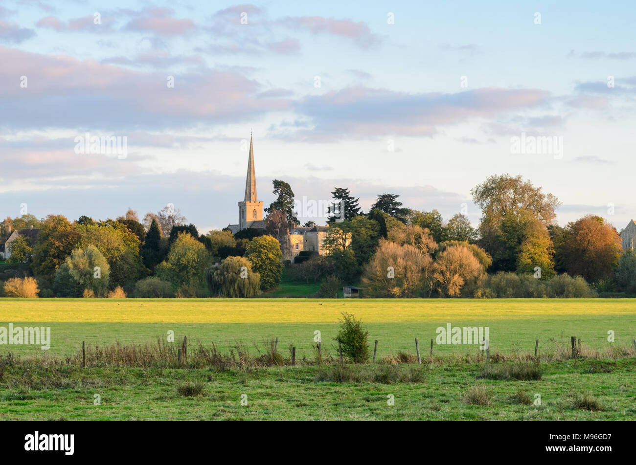 St Giles Church in Bredon as seen from nearby Twyning Stock Photo - Alamy