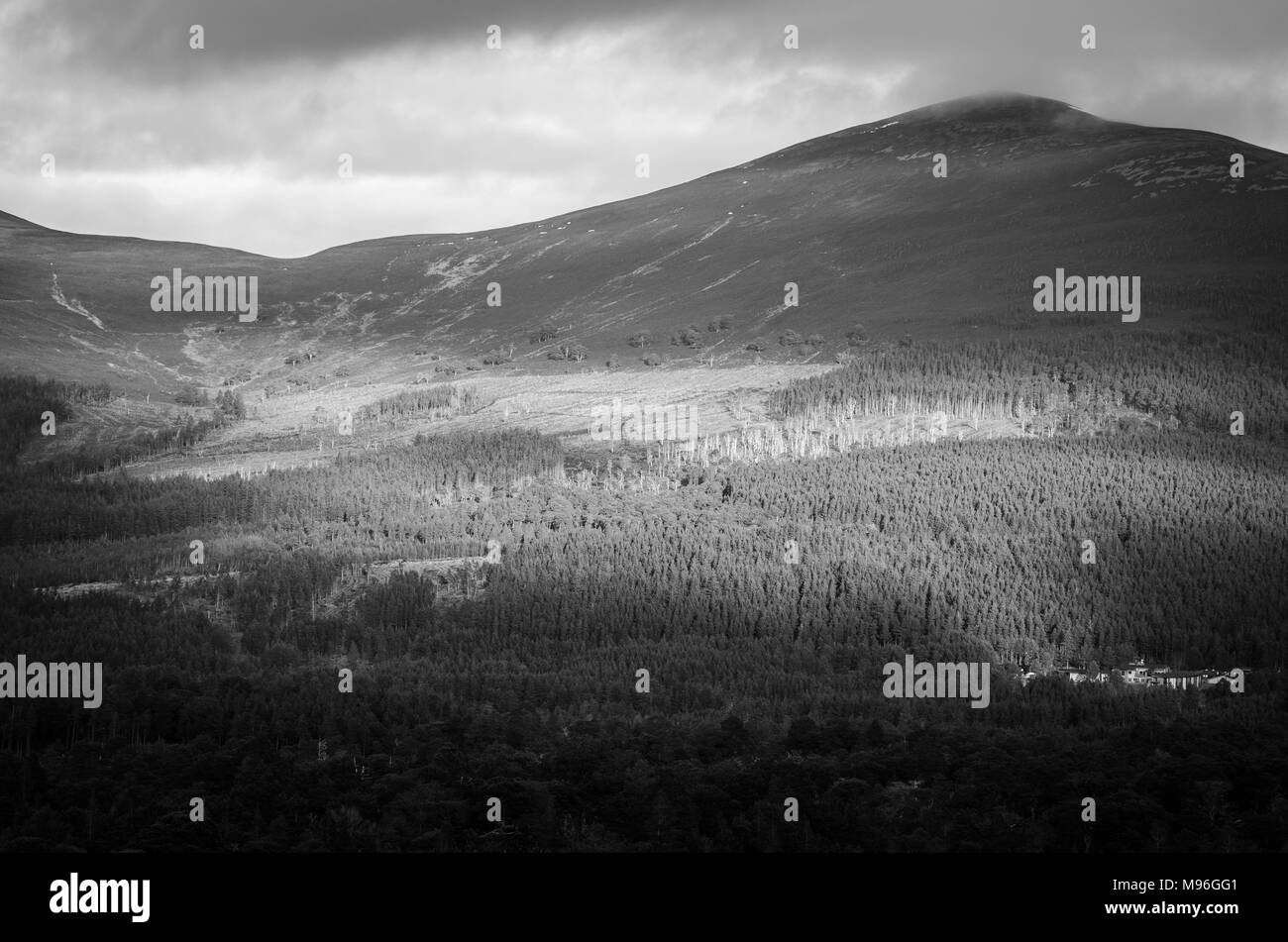 Contrasts of Sun and Shadow playing across the Scottish Highlands Stock ...