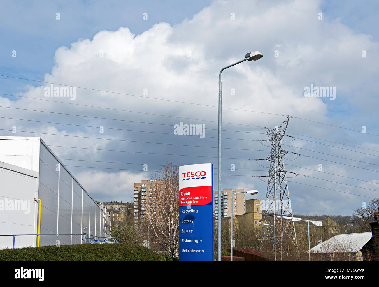 Sign for Tesco store, Sowerby Bridge, Calderdale, West Yorkshire ...