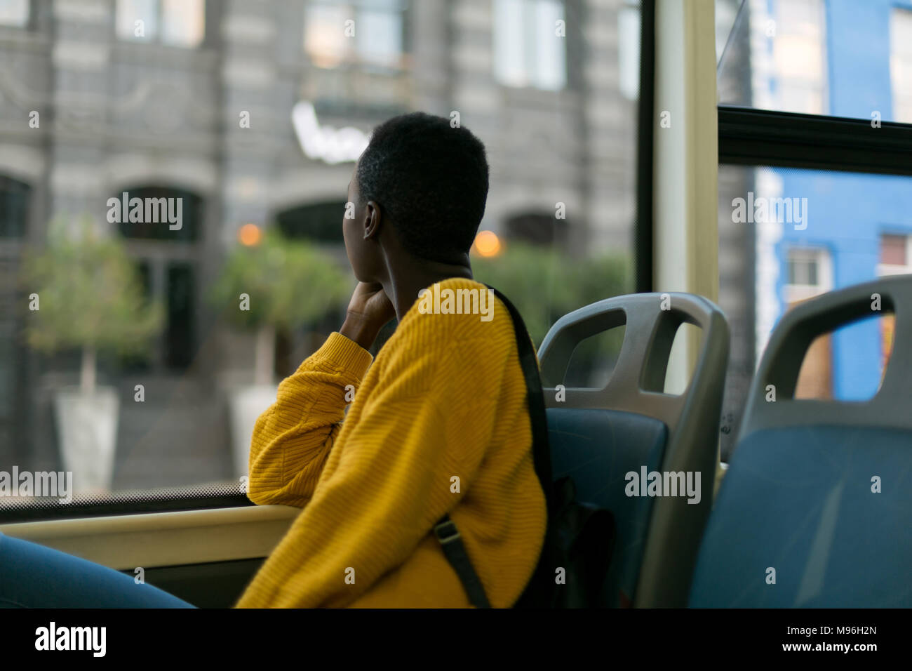 Woman sitting bus window bus hi-res stock photography and images - Alamy