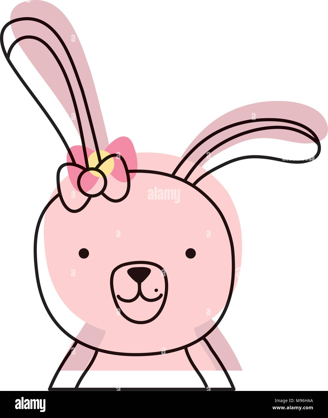 moved color cartoon rabbit female with ribbon bow Stock Vector Image ...