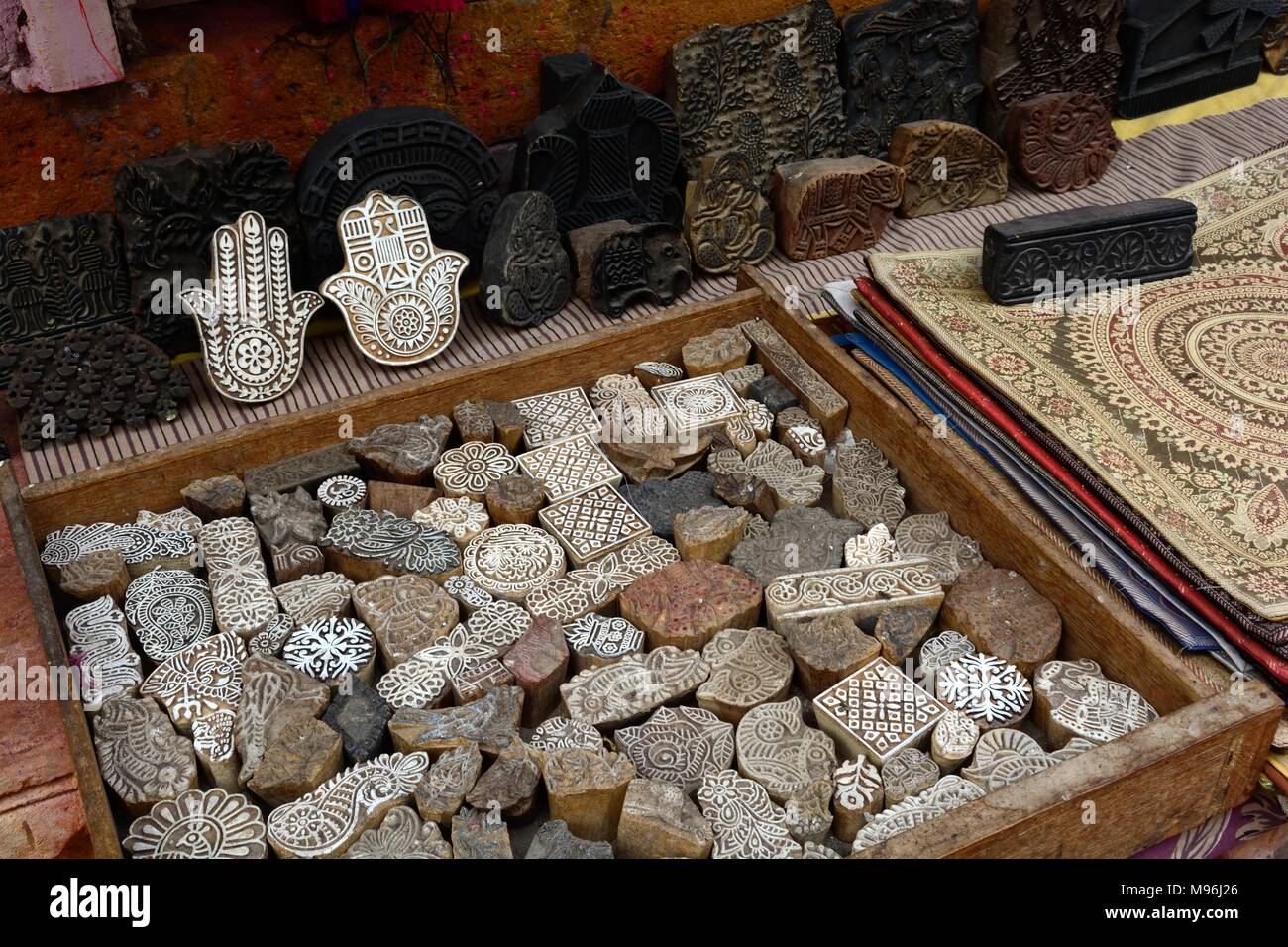 Traditional Indian printing blocks in a street market Jailsamer ...