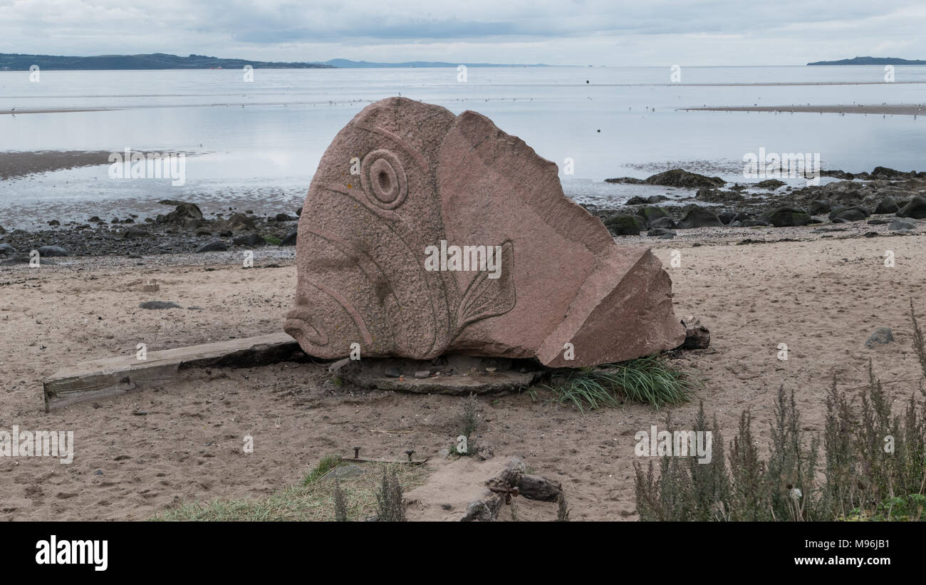 Fish sculpture by the sculptor Ronald Rae situated on Cramond ...