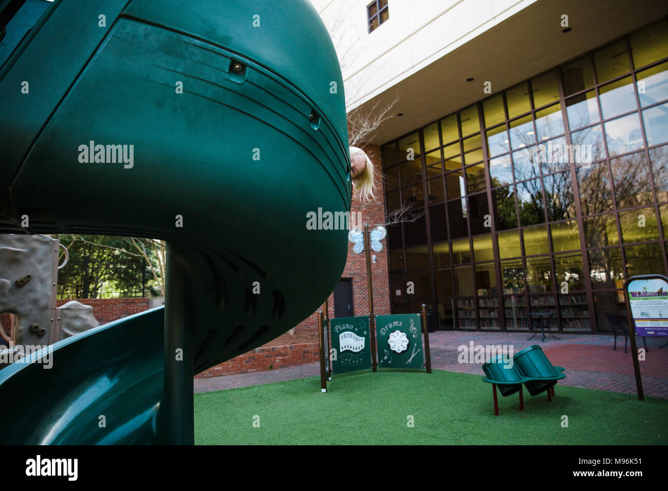 Playground with slide Stock Photo - Alamy