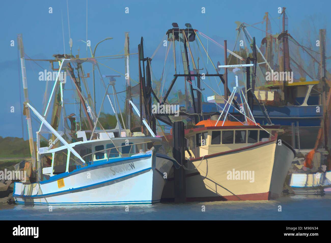 Fishing trawlers docked in Yamba Harbour NSW Australia Digital ...