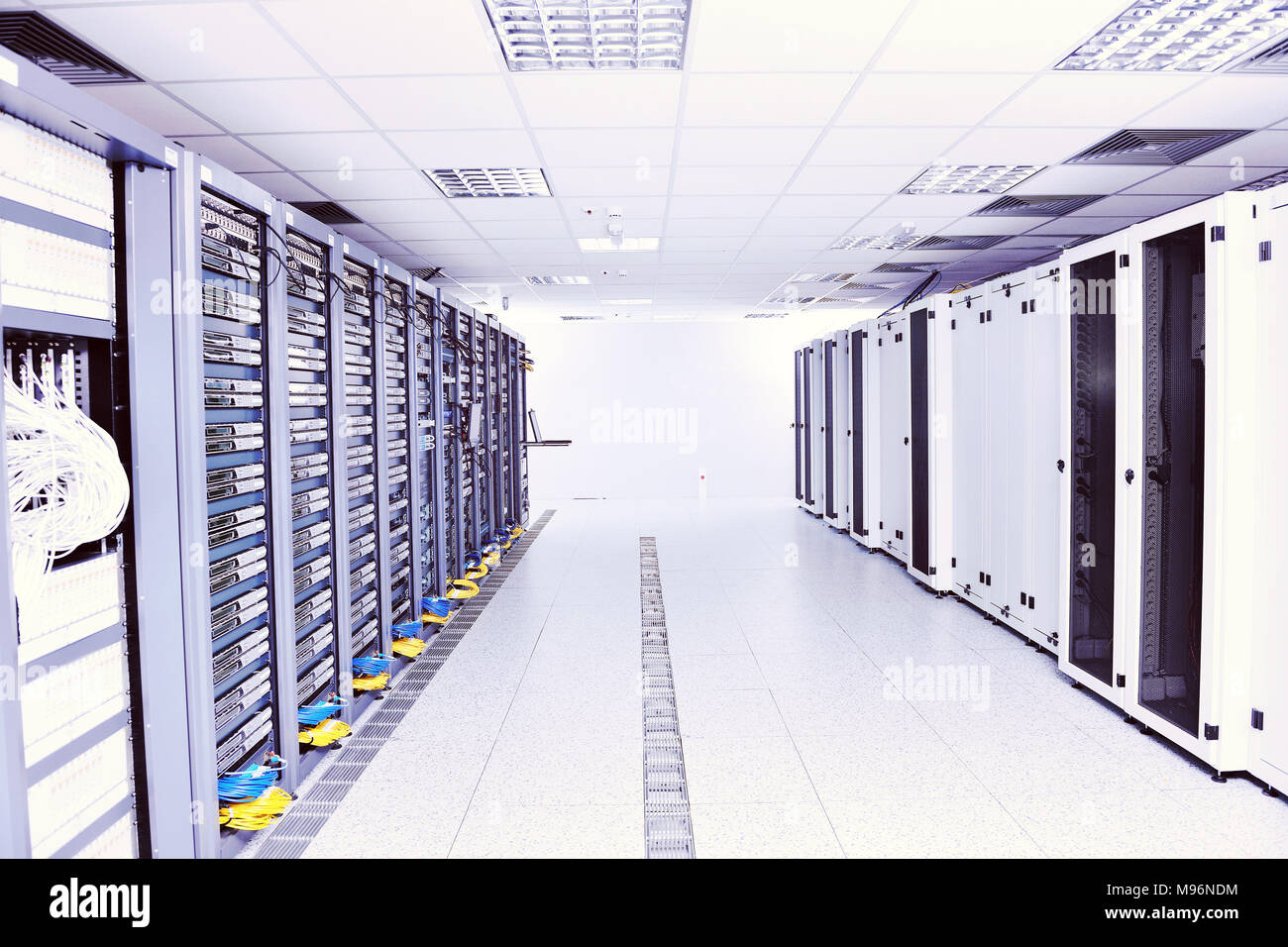 network server room with computers for digital tv ip communications and ...