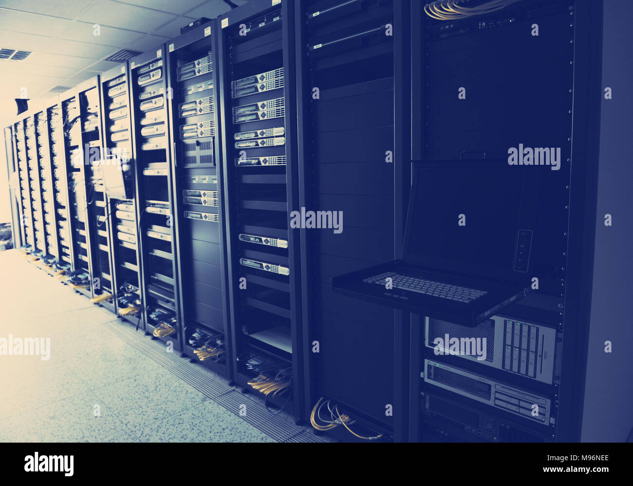 network server room with computers for digital tv ip communications and ...