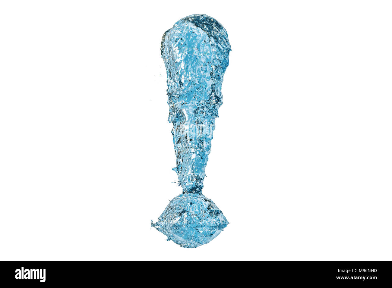 Exclamation mark from water. 3D rendering isolated on white background ...