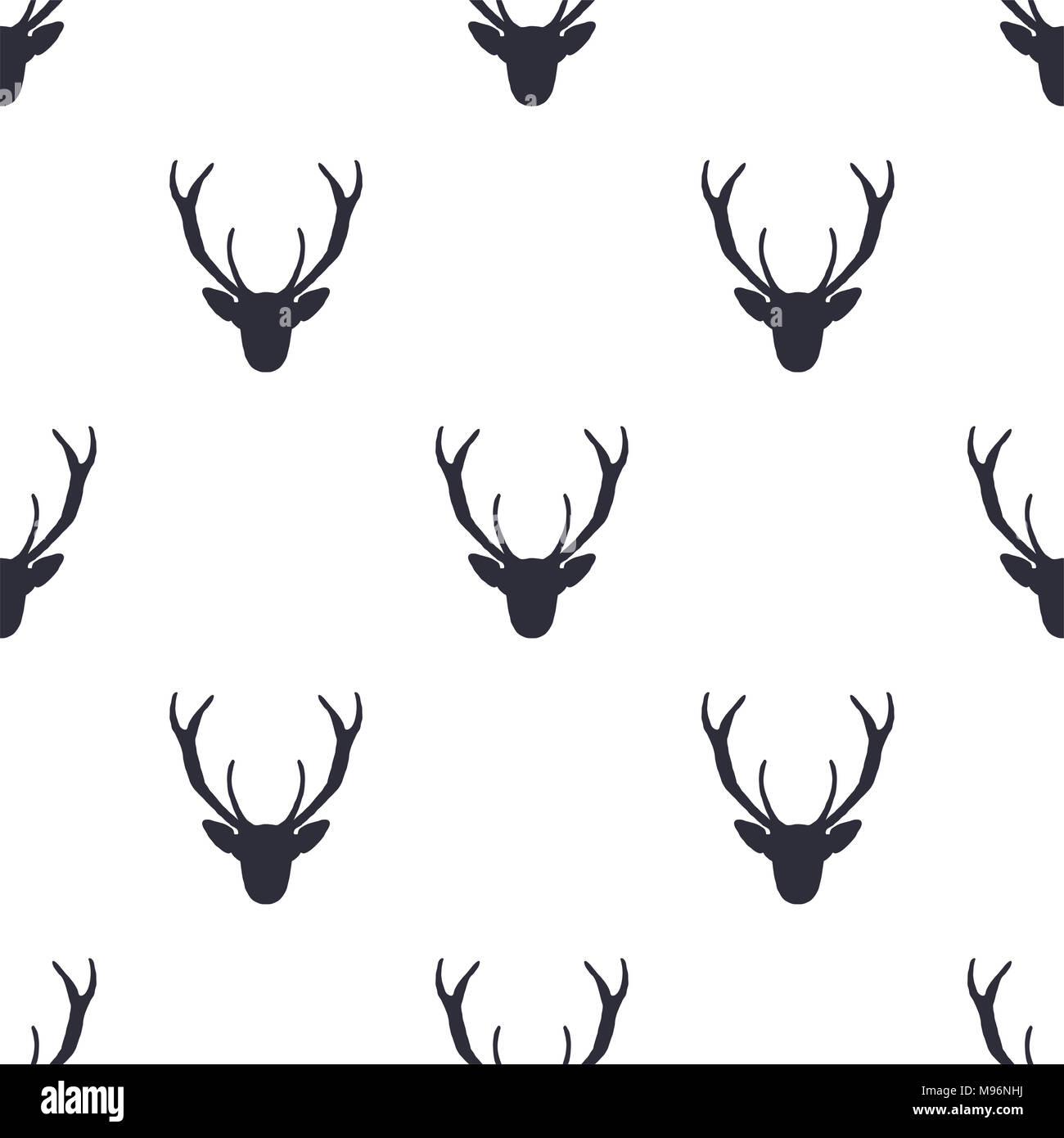 Deer head pattern. Wild animal symbols seamless background. Deers icon ...