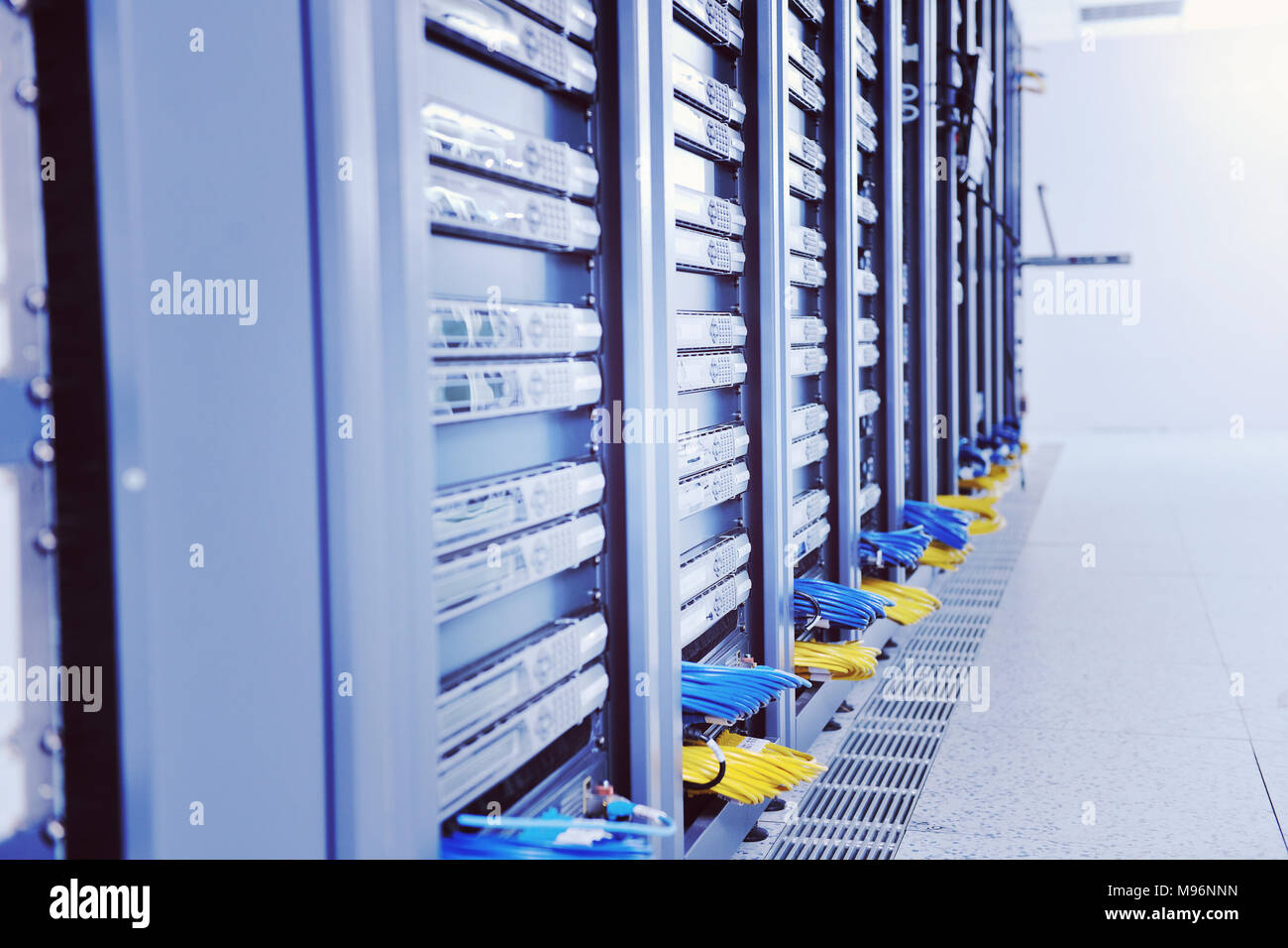 network server room with computers for digital tv ip communications and ...