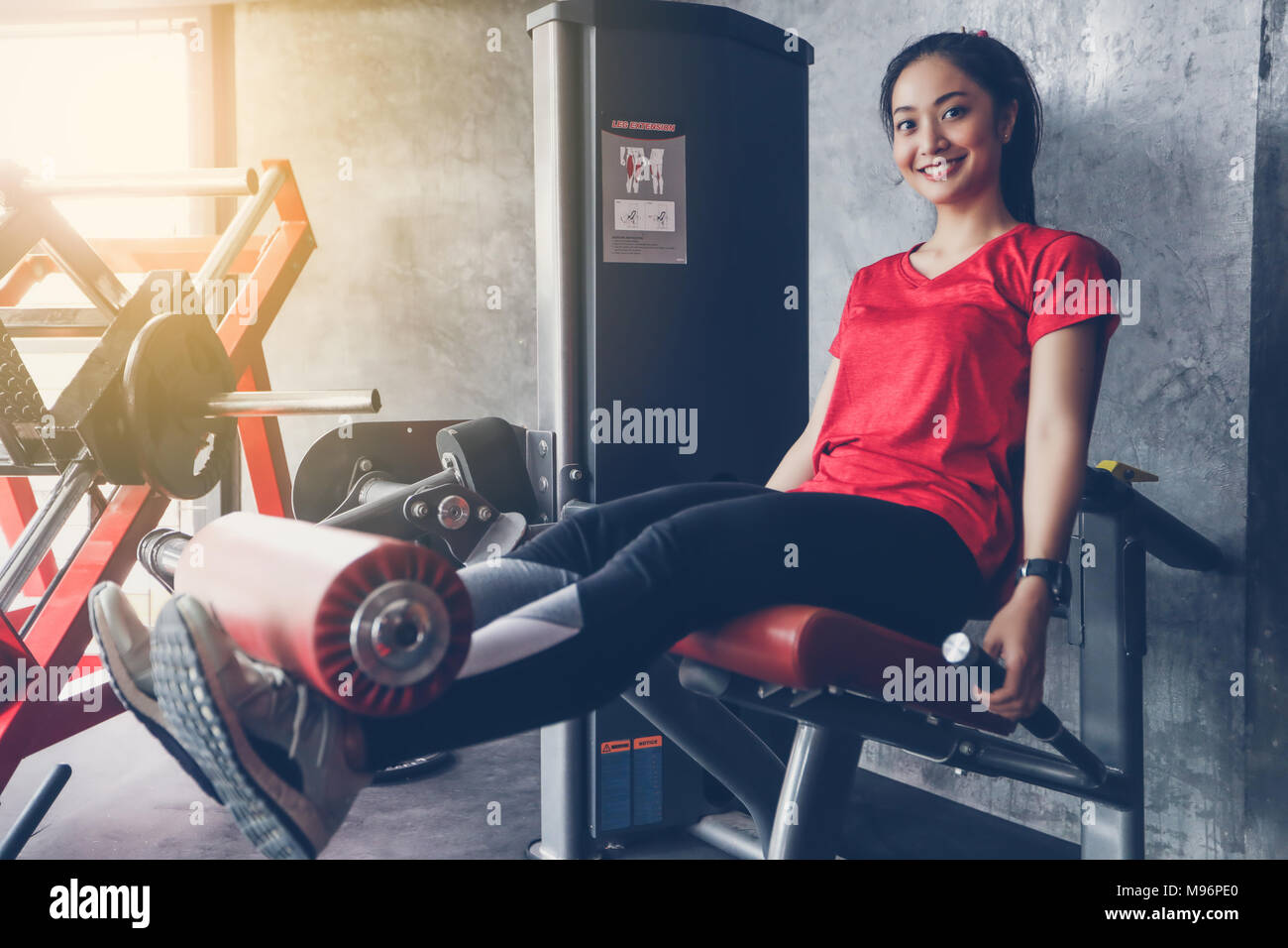 beautiful muscular fit woman exercising building muscles and fitness ...