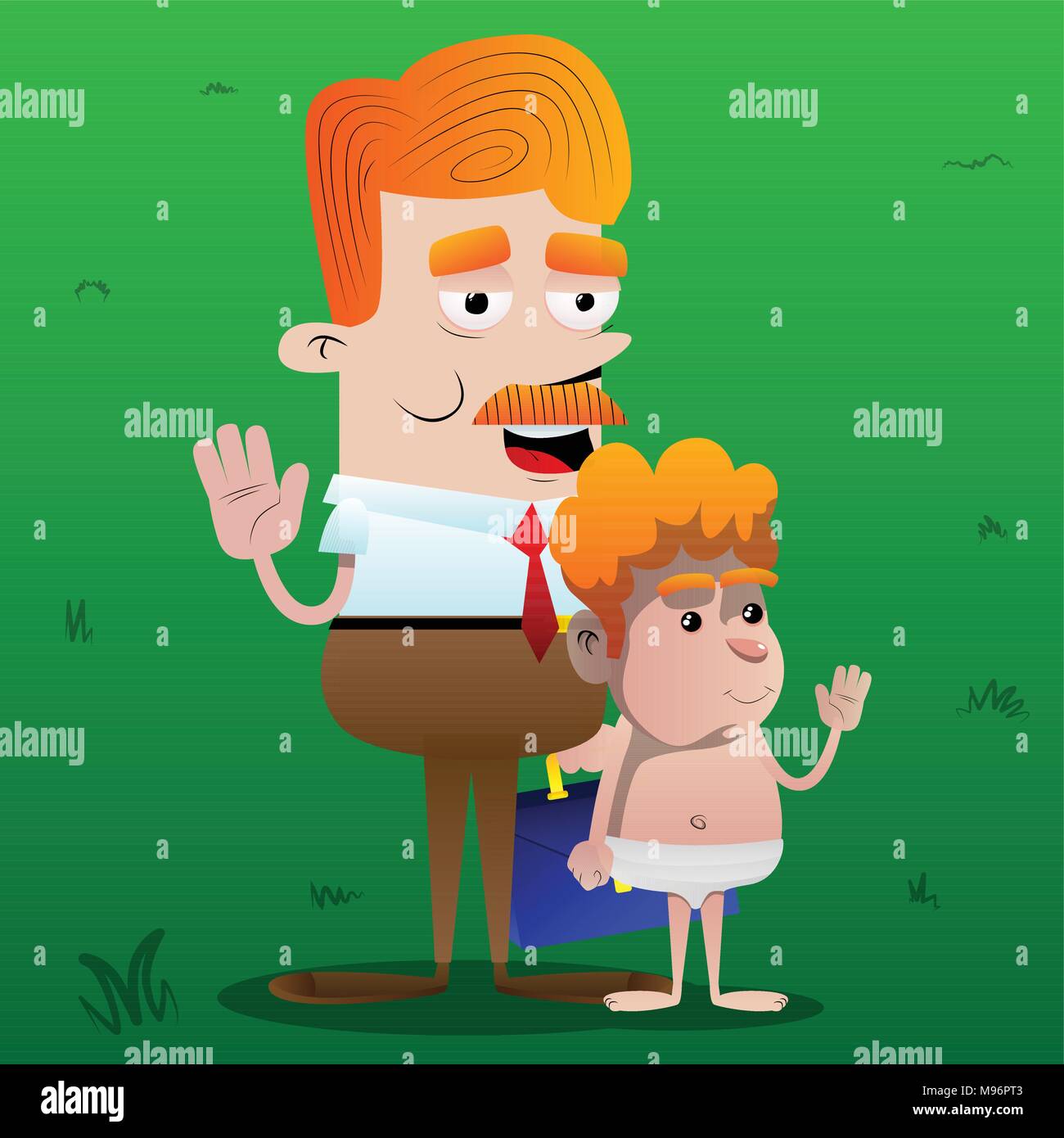 Father waving to son Stock Vector Images - Alamy