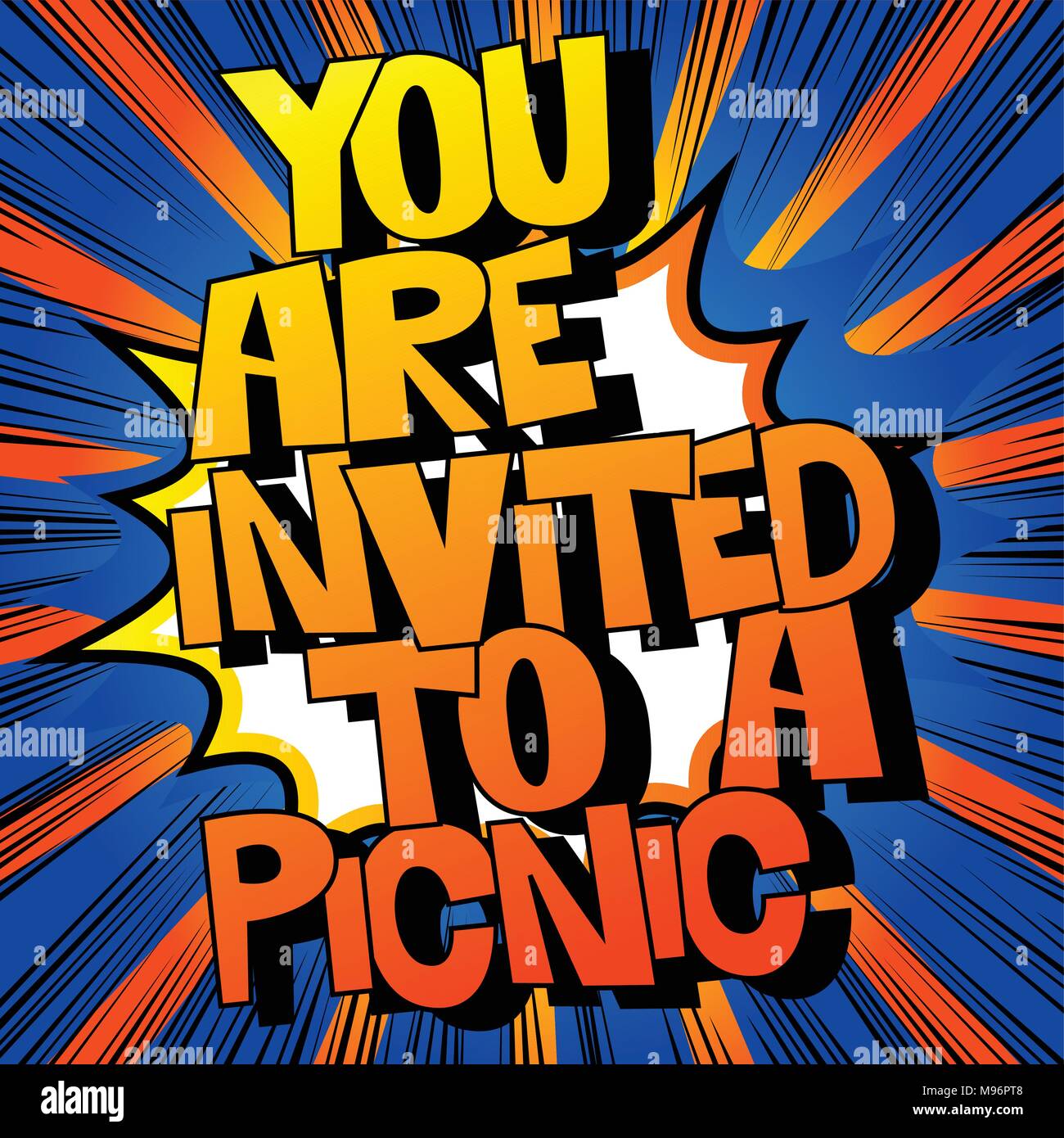You are invited to a Picnic - Comic book style word on abstract ...