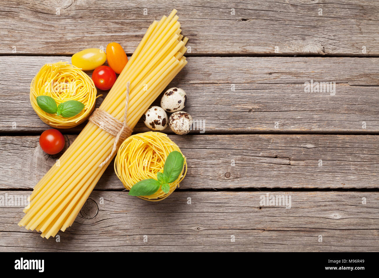 Various pasta. Cooking concept. Top view with space for your text Stock ...
