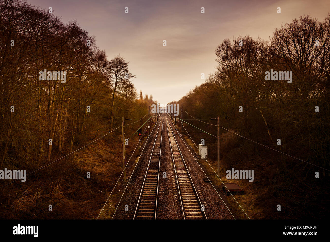 Photograph of the rail tracks in the vintage style Stock Photo - Alamy
