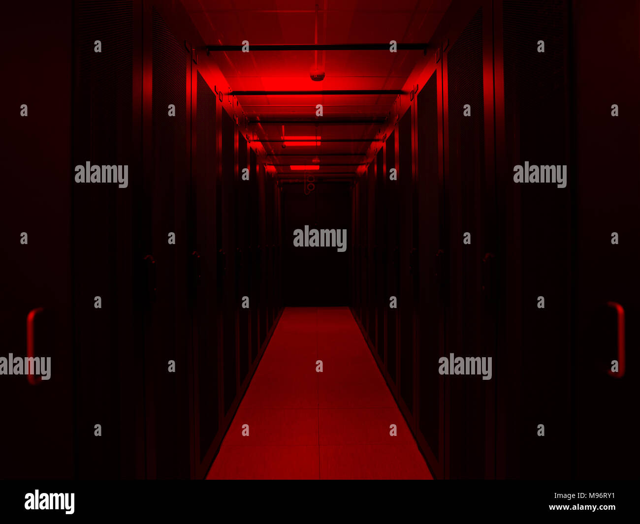 modern server room with black servers and hardwares in a internet data ...