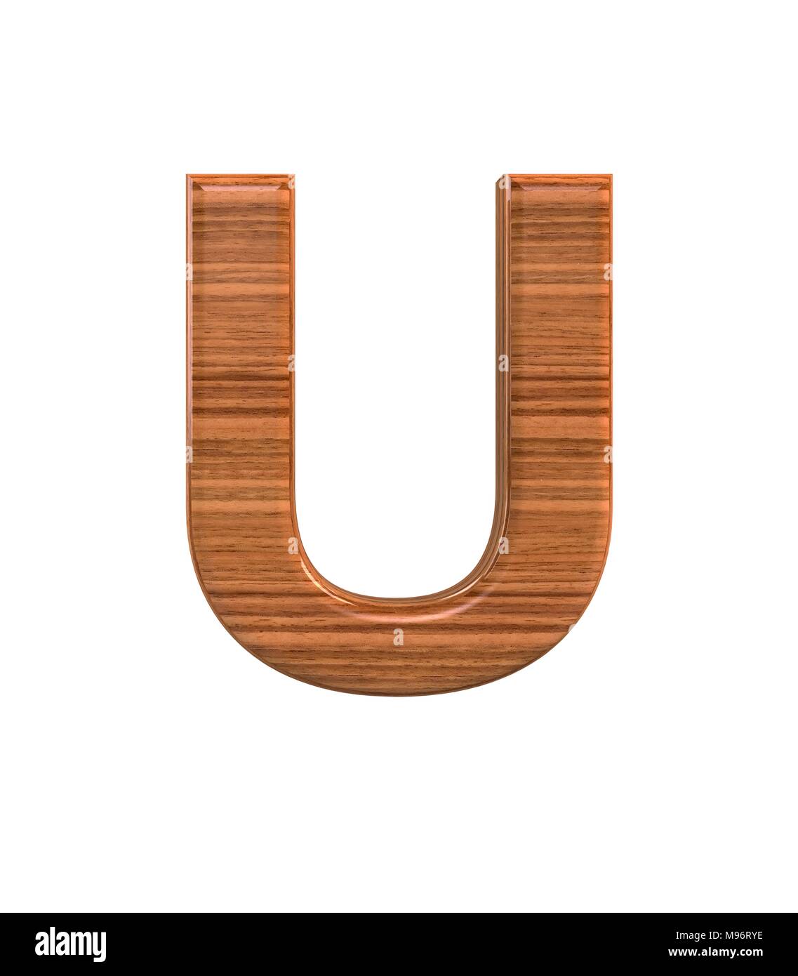 3D rendering Font Polished walnut capital U Stock Photo - Alamy