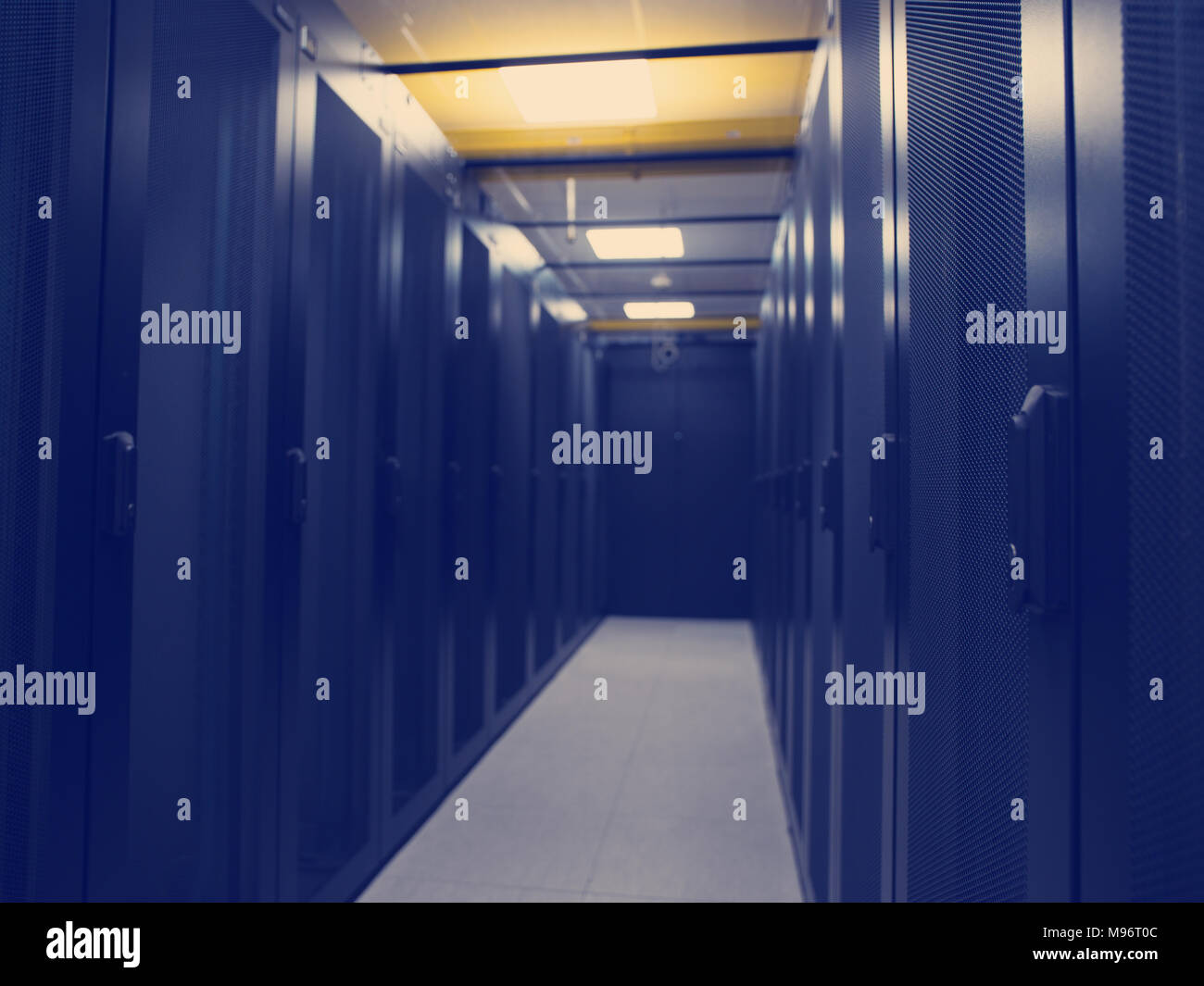 modern server room with black servers and hardwares in a internet data ...