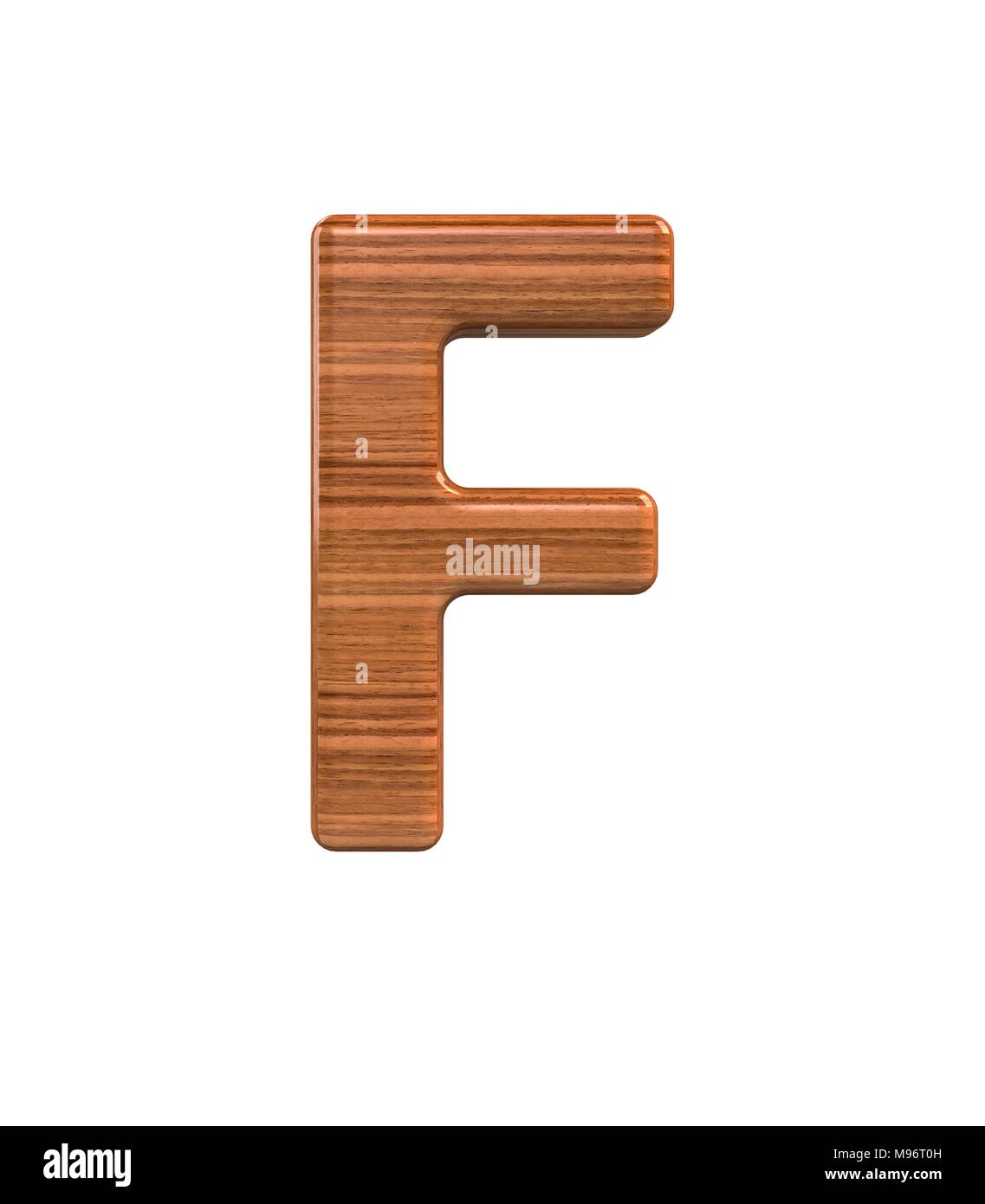 3D rendering Font Polished walnut capital F Stock Photo - Alamy