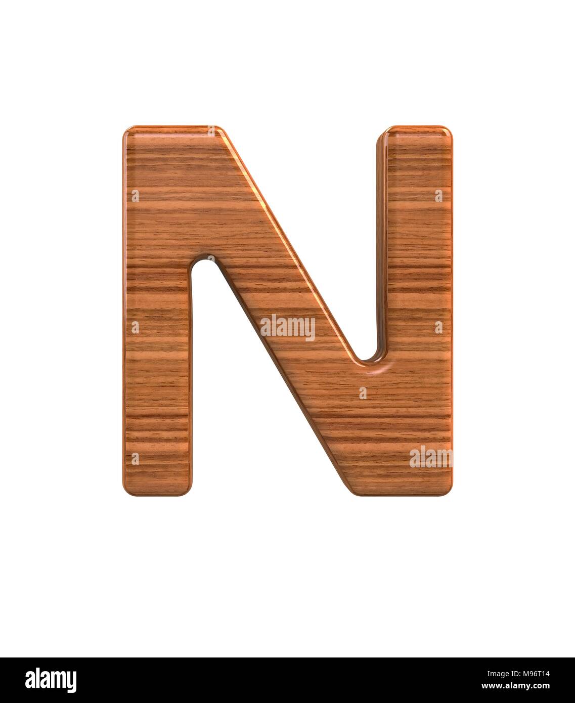3D rendering Font Polished walnut capital N Stock Photo - Alamy