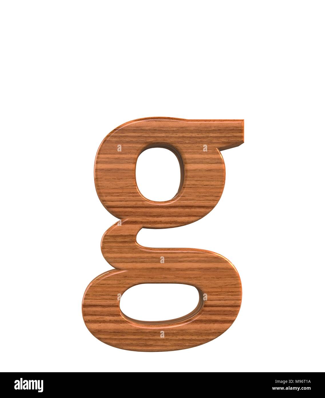 3D rendering Font Polished walnut lowercase g Stock Photo - Alamy