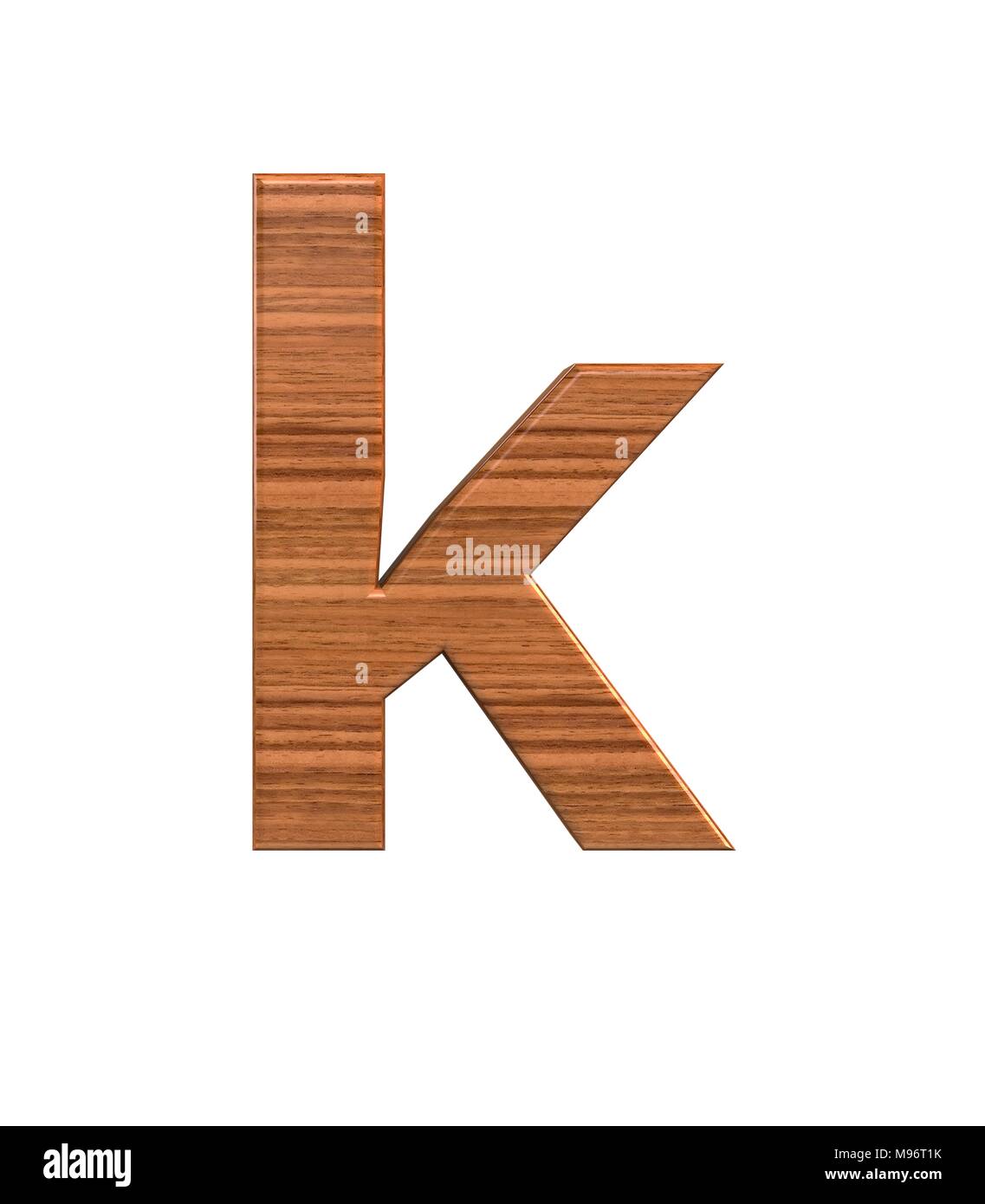 3D rendering Font Polished walnut lowercase k Stock Photo - Alamy