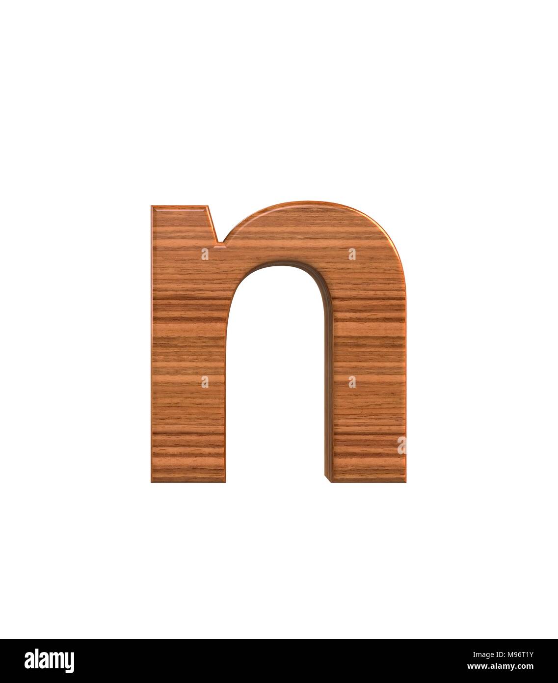 3D rendering Font Polished walnut lowercase n Stock Photo - Alamy