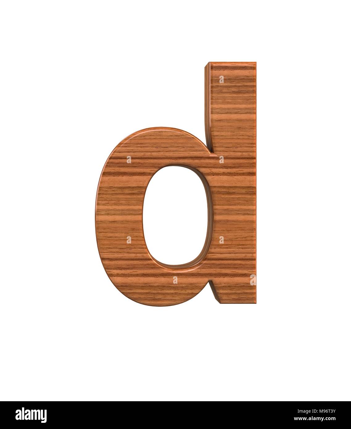 3D rendering Font Polished walnut lowercase d Stock Photo - Alamy