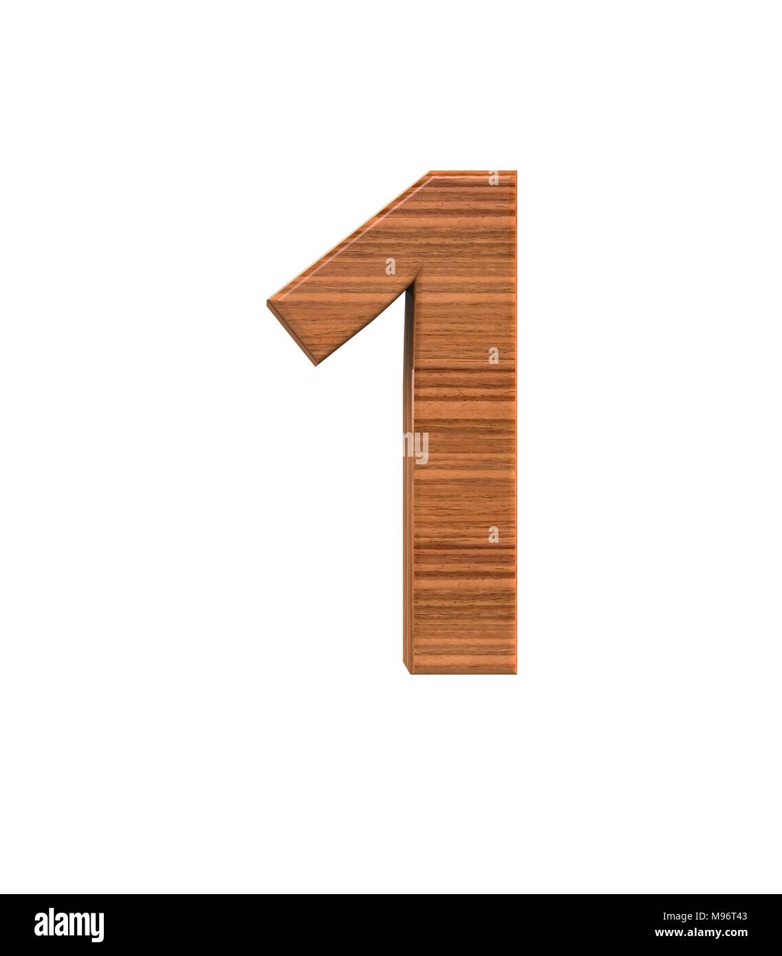 3D rendering Font Polished walnut number 1 Stock Photo - Alamy