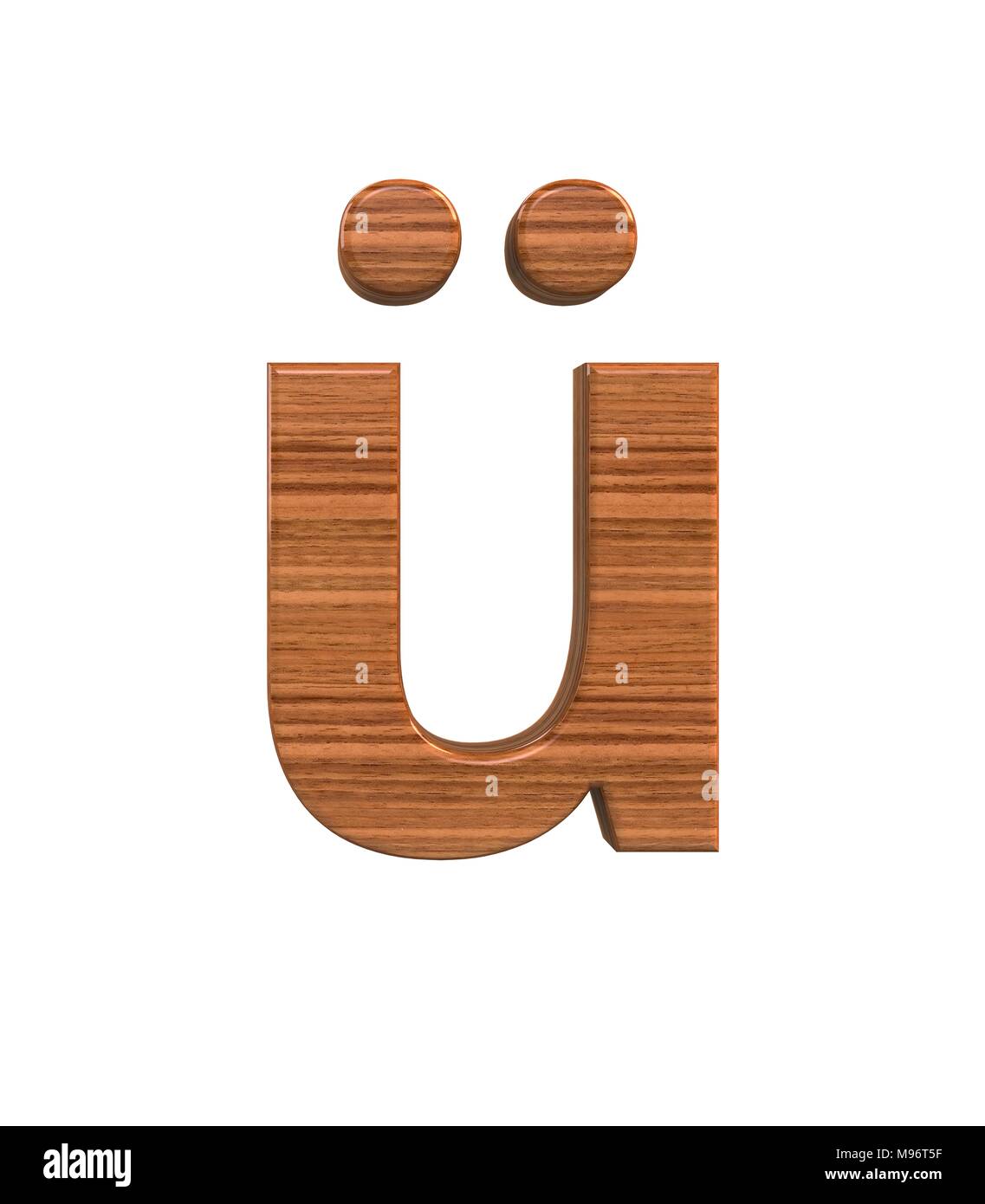 3D rendering Font Polished walnut special character ALT0252 Stock Photo - Alamy