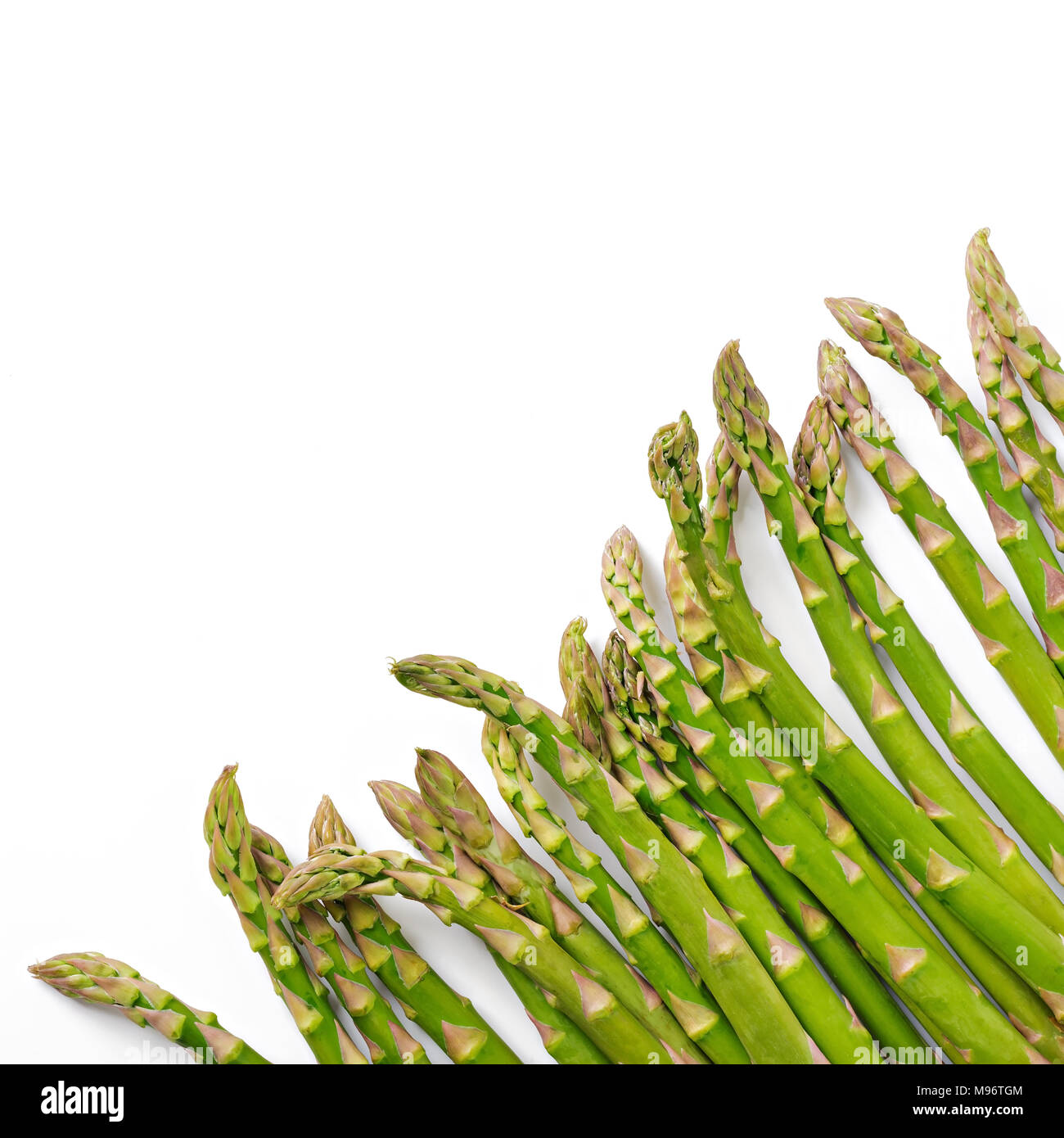 Background from isolated on white background asparagus. Top view Stock ...