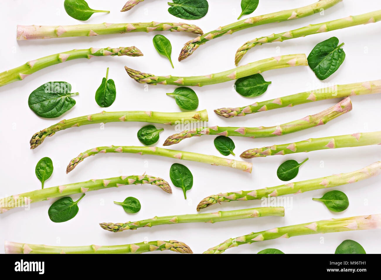 Background from isolated on white background asparagus. Top view Stock ...