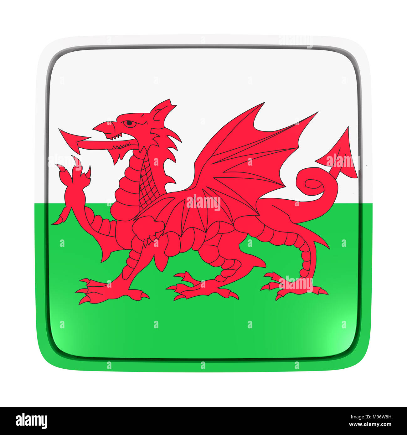 3d rendering of a Wales flag icon. Isolated on white background Stock ...
