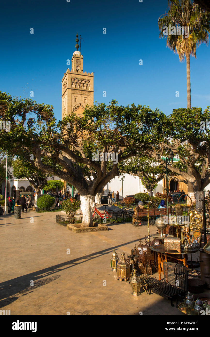 Morocco, Casablanca, Quartier Habous market square, Mosquee Mouley ...