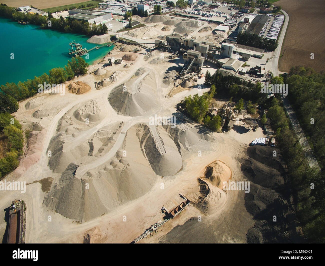 Aerial view of sand quarry or construction, Germany Stock Photo - Alamy