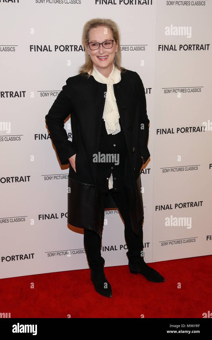 New York, NY, USA. 22nd Mar, 2018. Meryl Streep at arrivals for Sony ...