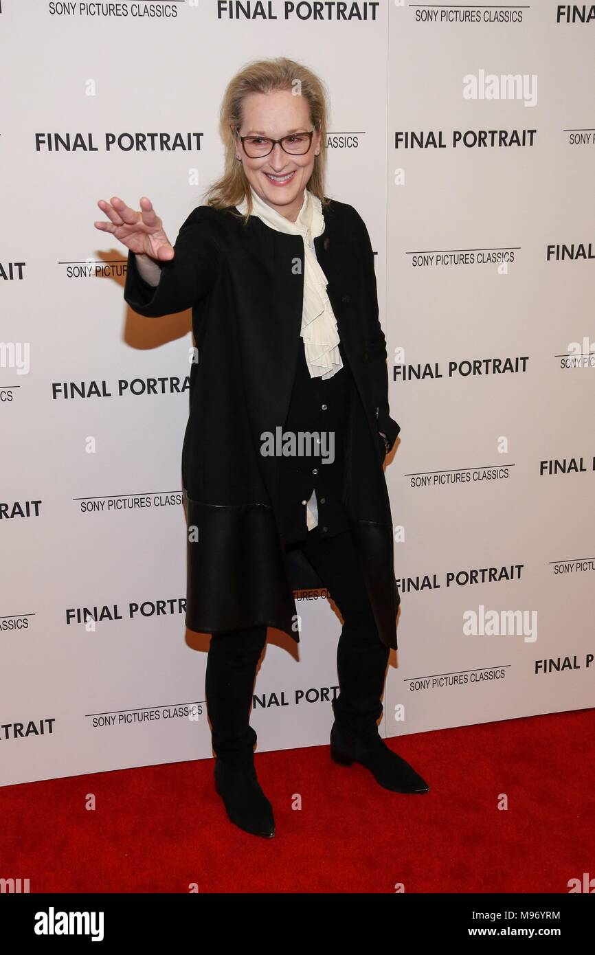New York, NY, USA. 22nd Mar, 2018. Meryl Streep at arrivals for Sony ...