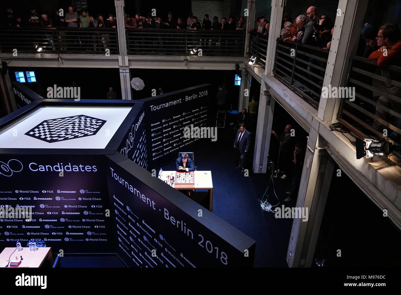 22 March 2018, Germany, Berlin: An audience watches a game of chess ...