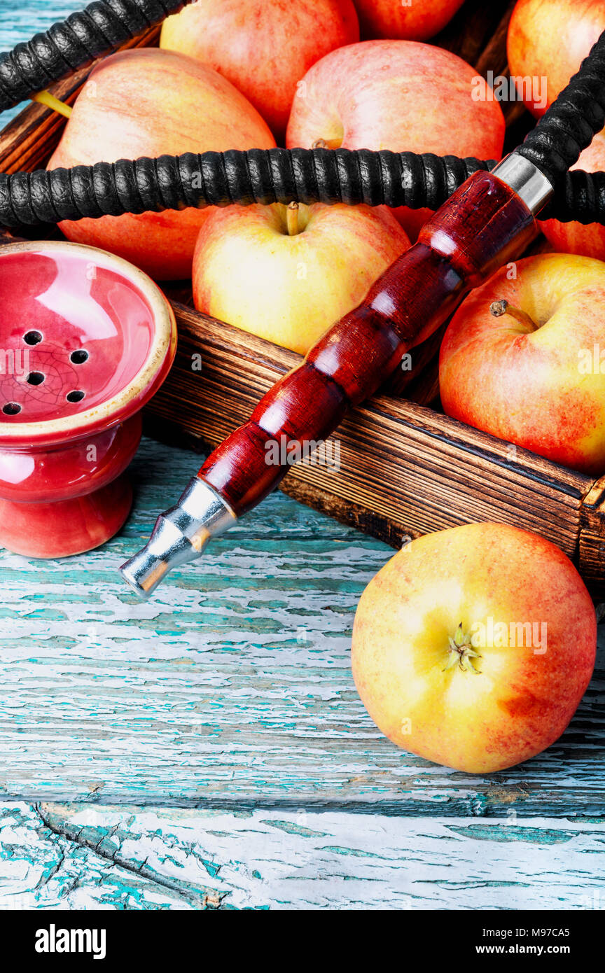 Smoke hookah with with apple.Shisha concept.Hookah concept Stock Photo ...