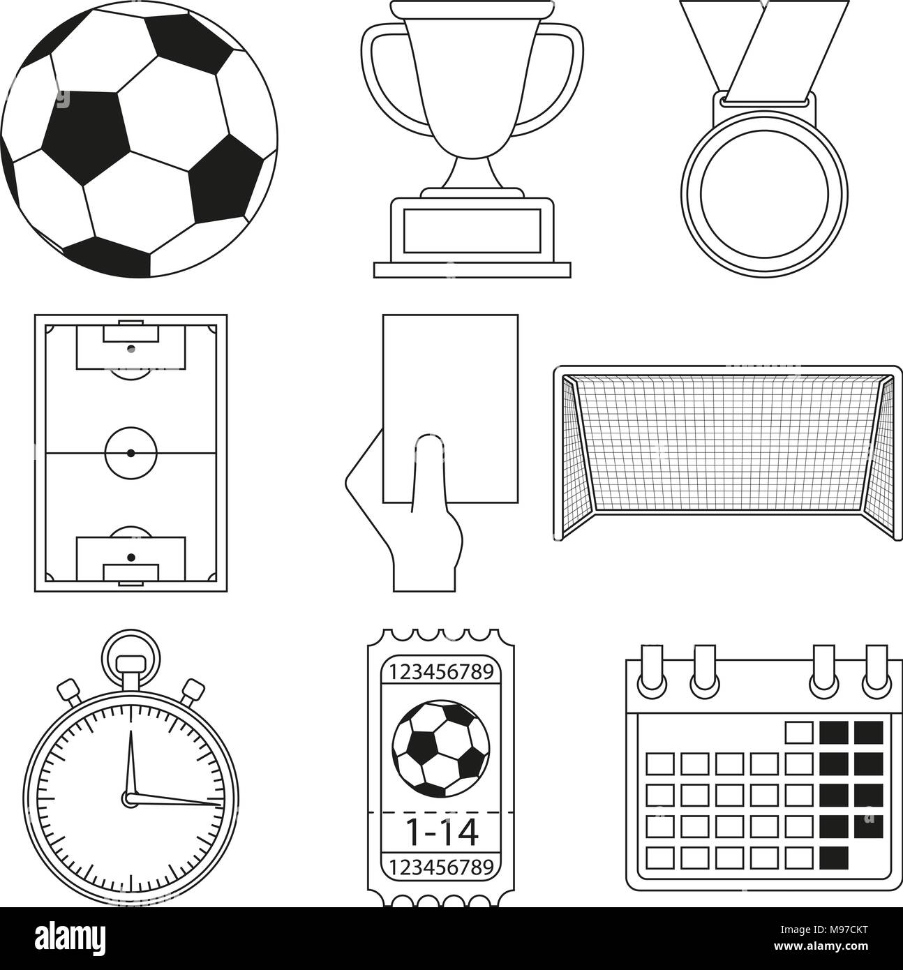 Soccer football game line art icon 9 element set Stock Vector Image ...