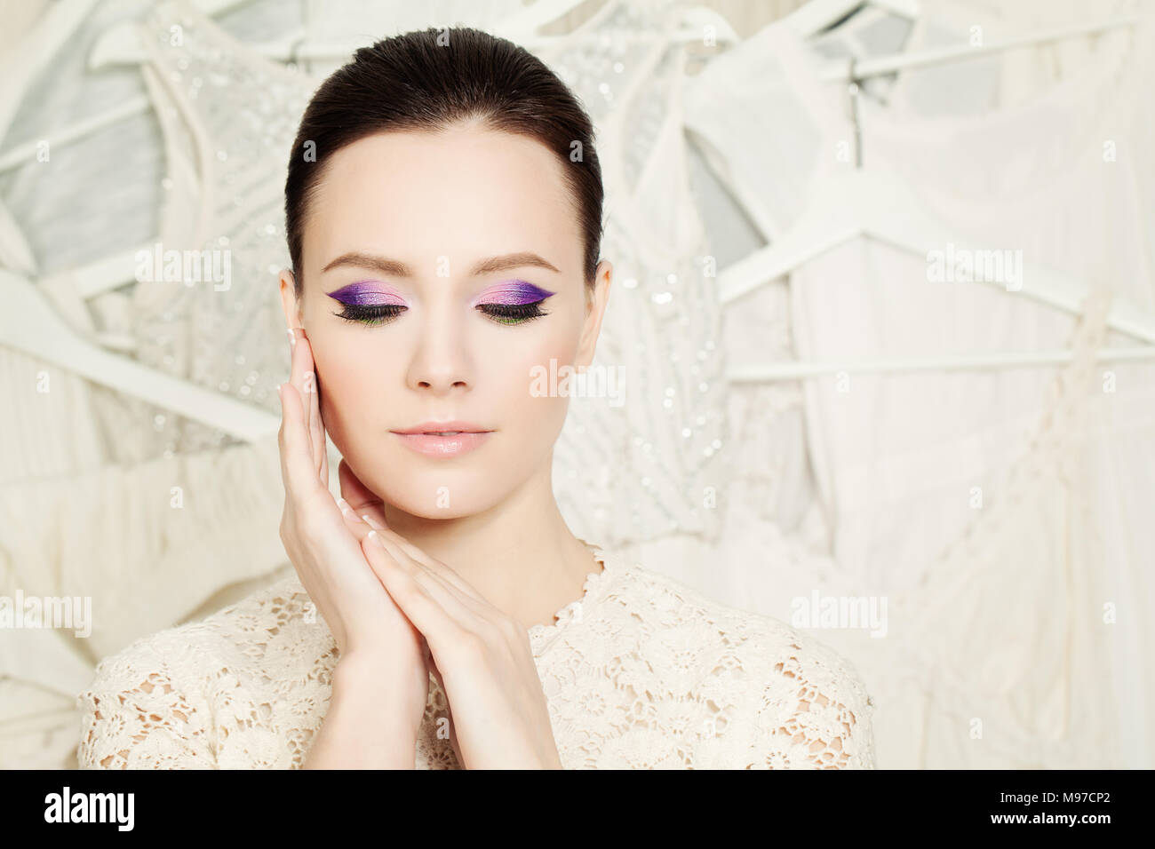 Elegant Woman with Beautiful Makeup Stock Photo - Alamy