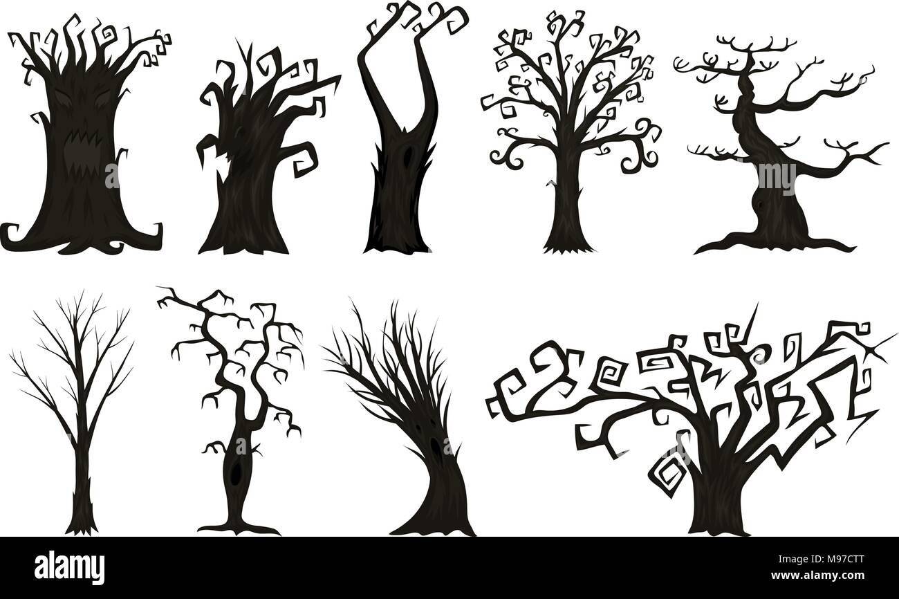 Halloween trees, creepy or scary and frightening branches. fabulous ...