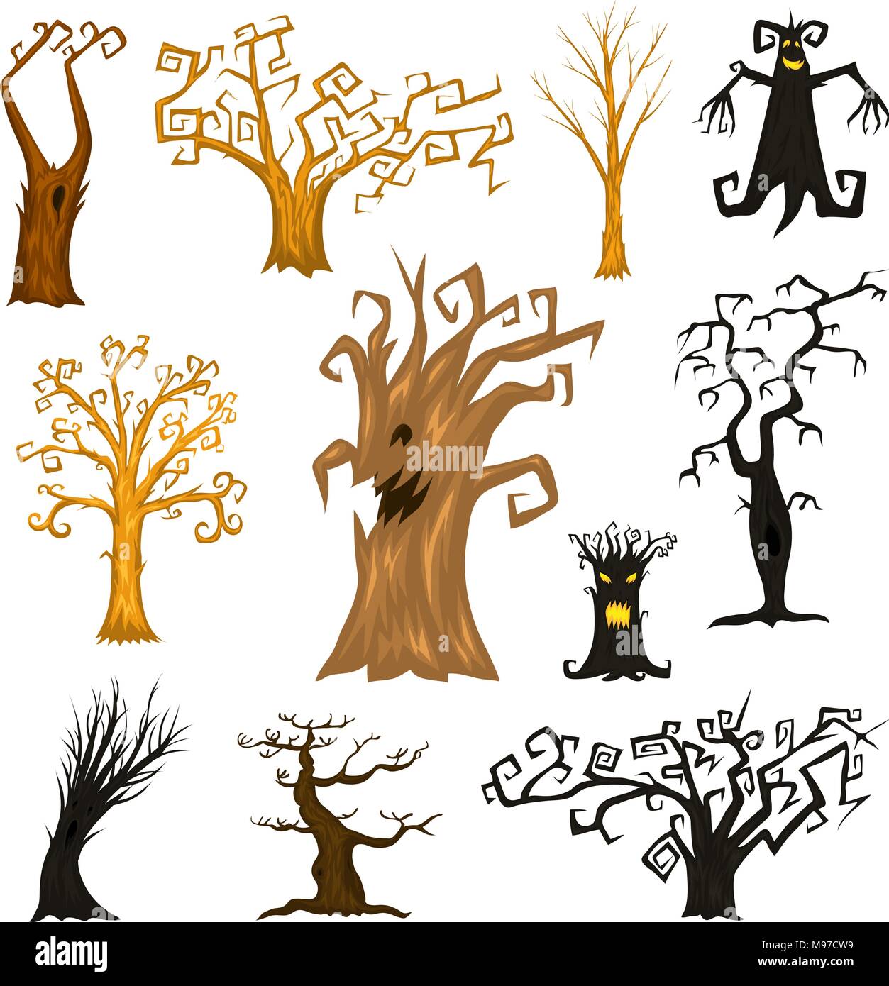 Halloween trees, creepy or scary and frightening branches. fabulous ...