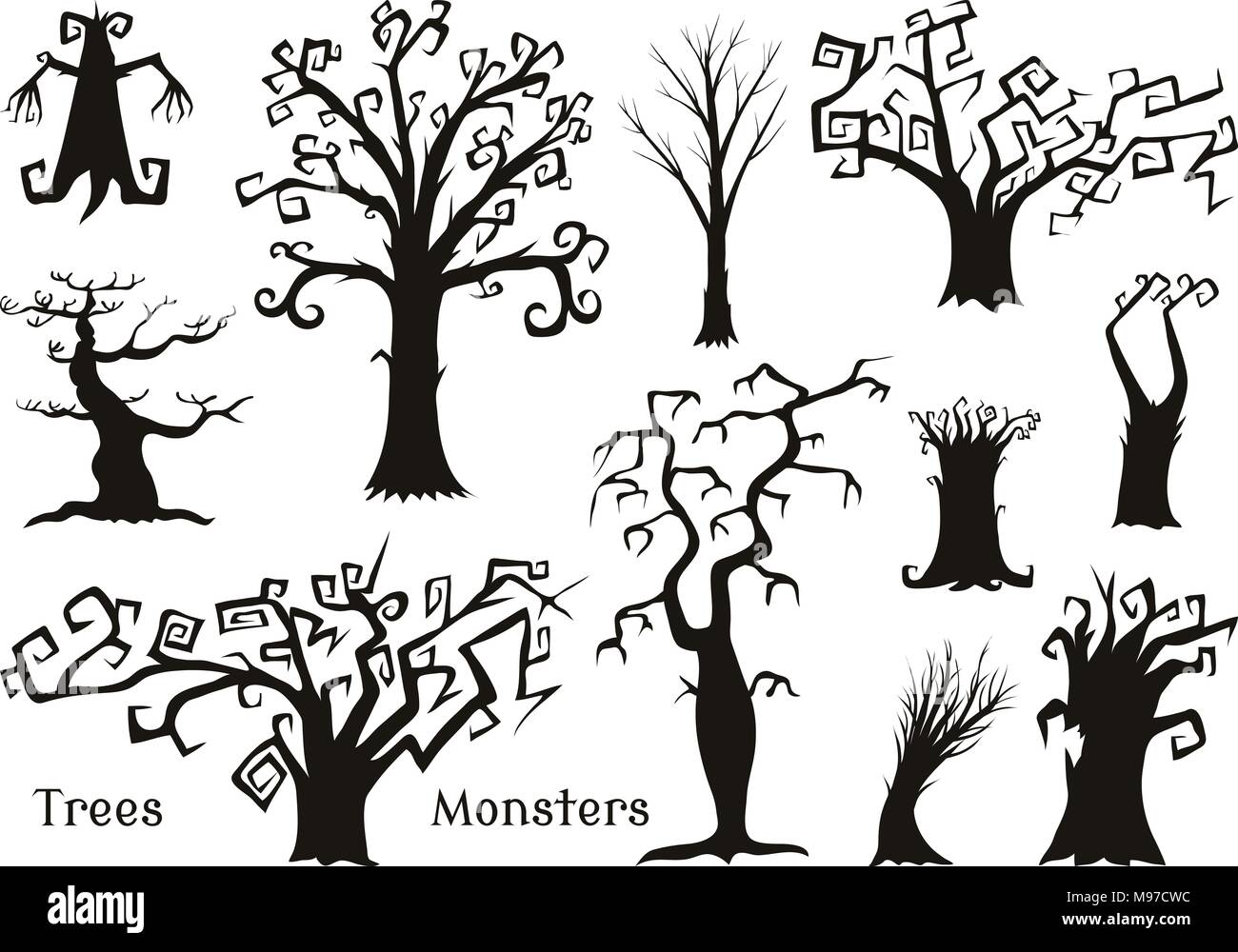 Halloween trees, creepy or scary and frightening branches. fabulous ...