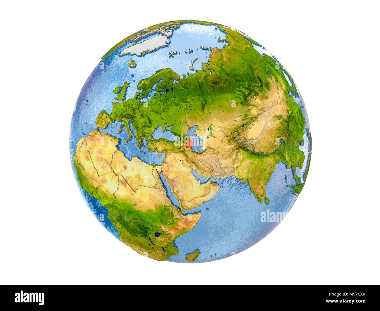 Azerbaijan highlighted in red on model of Earth. 3D illustration ...