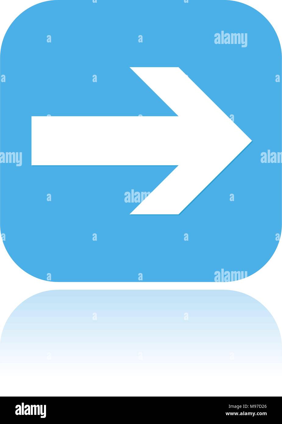 Arrow icon. Blue square icon with reflection Stock Vector Image & Art ...