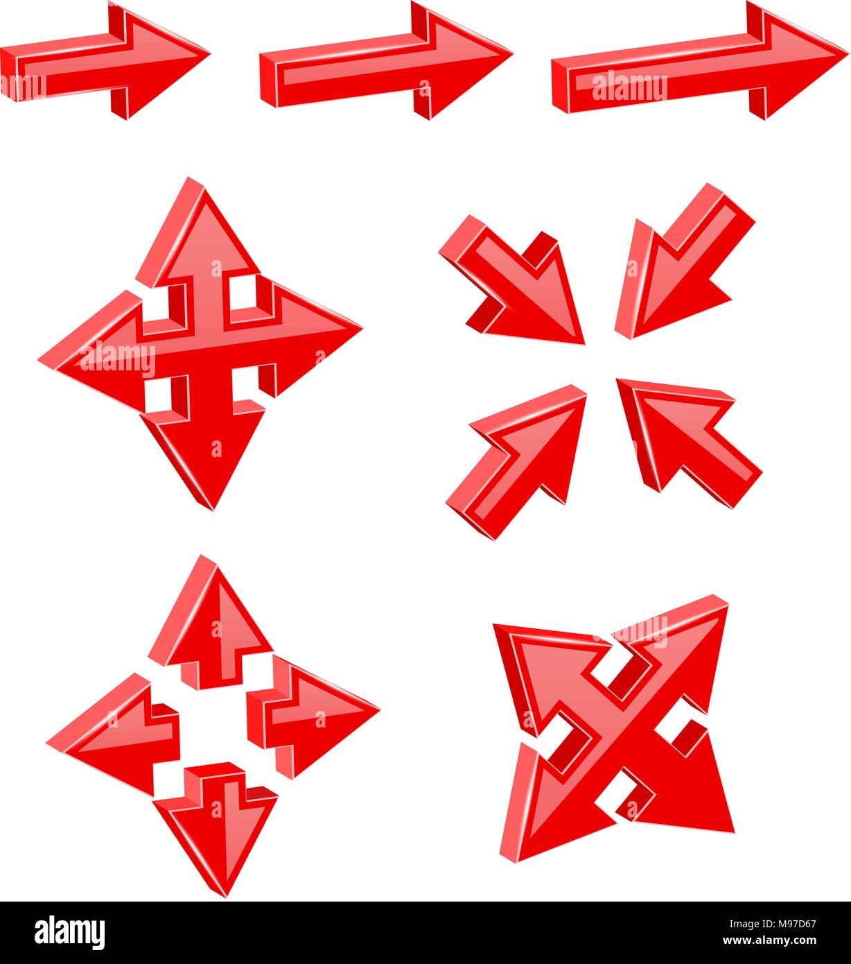 Red 3d combo arrows. Different directions Stock Vector Image & Art - Alamy